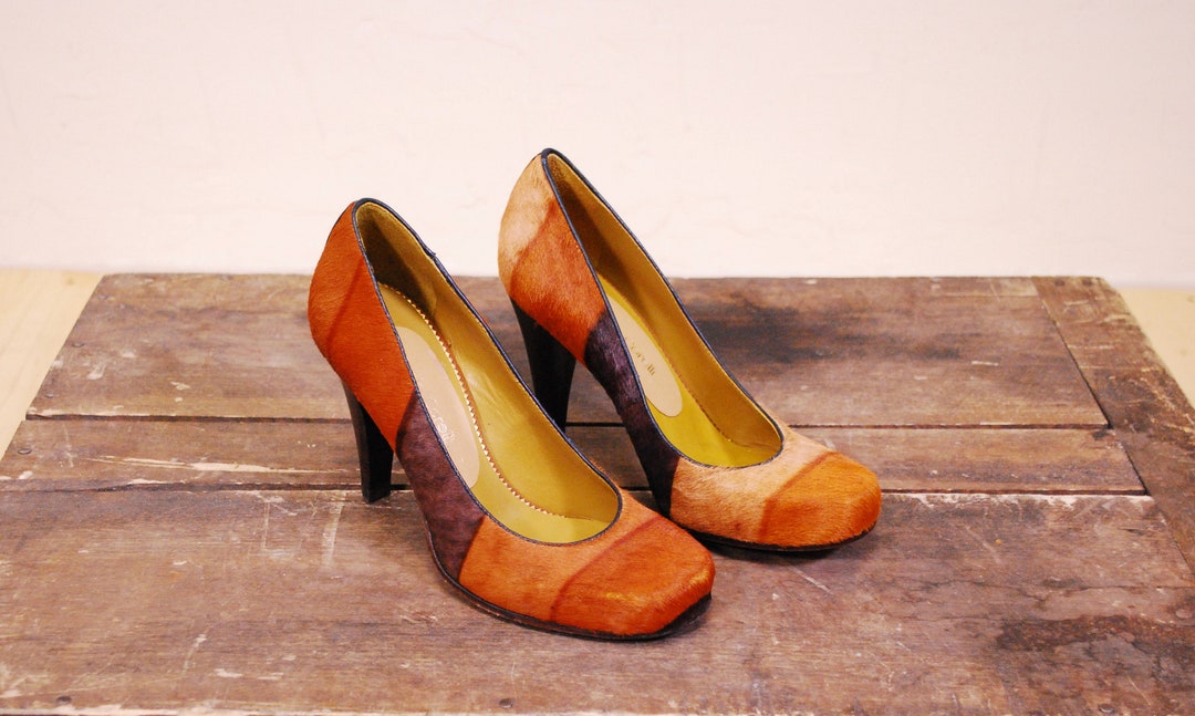 1980's PAOLO CORELLI Hair on Hide Leather Shoes / Pumps / Size 6B ...