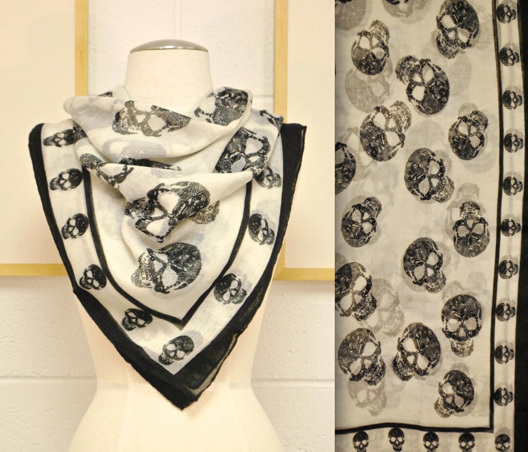 Vintage SKULL SCARF / Day of the Dead / Punk / Goth / Retro Collectable ...