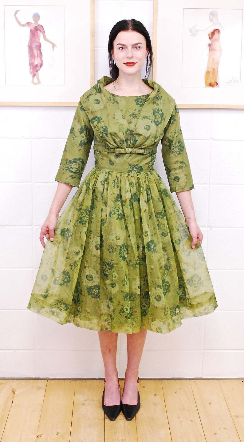 1950's/60's Green MISS DEB Summer Floral Garden Party - Etsy