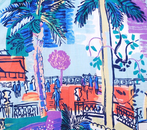 1970's/80's Light Blue ZANE Promenade Print Summer Dr… - Gem