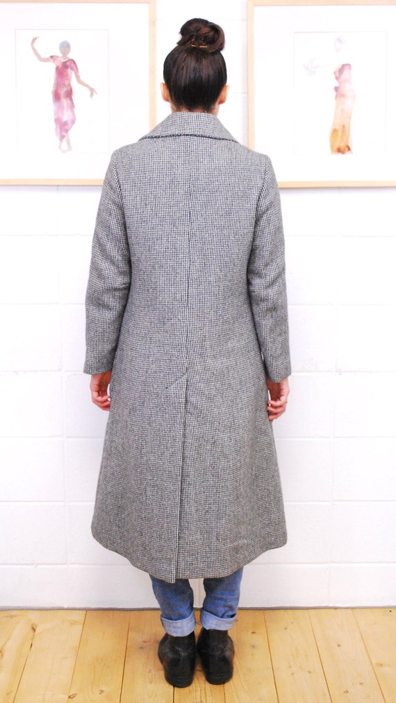 1970's Grey Tweed CROYDON Full Length Wool Overcoat /… - Gem