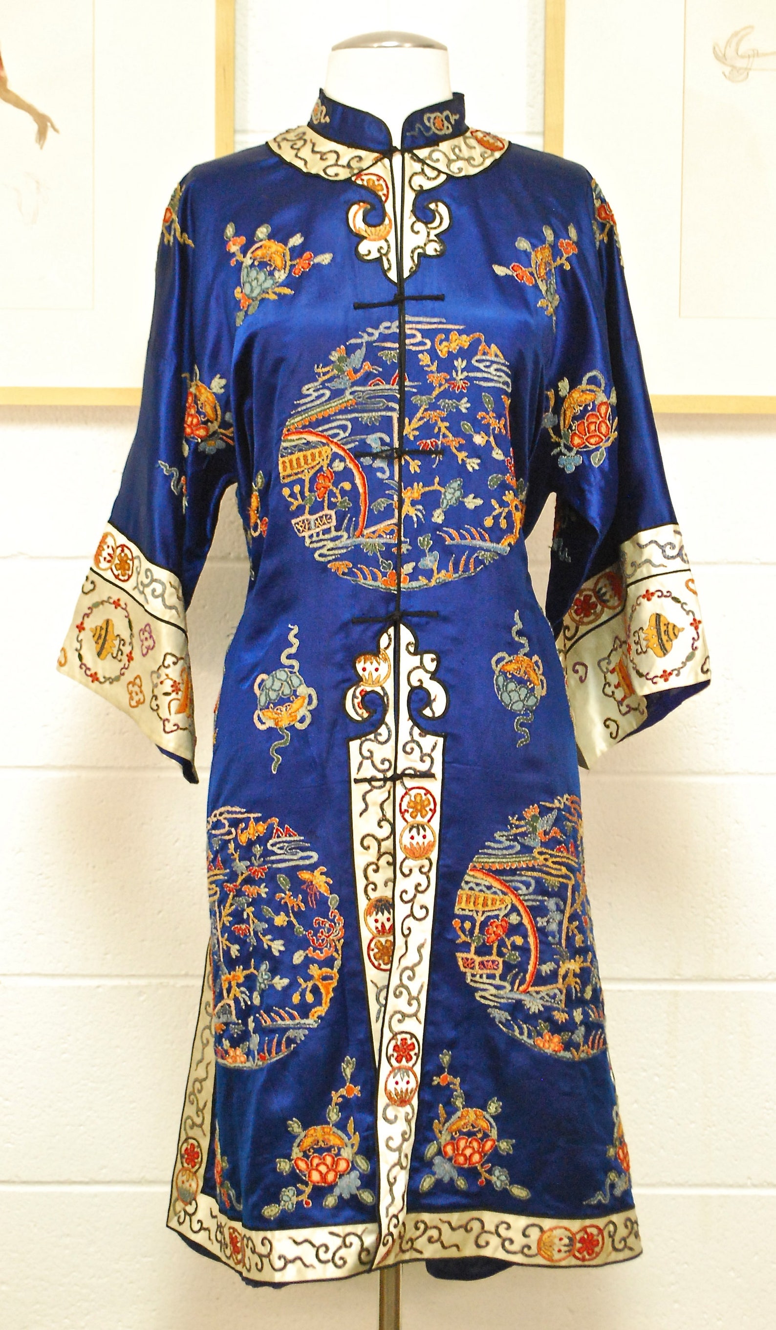 1920's/30's Royal Blue Antique Silk Chinese Hand Embroidered Robe ...