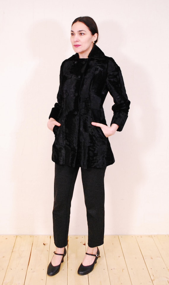 1970's Black FANTASY FUR by WILBRO Fun Fur Jacket / H… - Gem