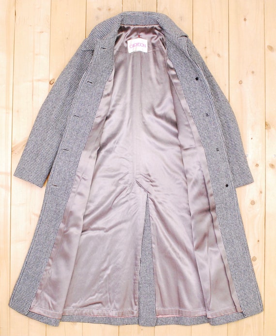 1970's Grey Tweed CROYDON Full Length Wool Overcoat /… - Gem