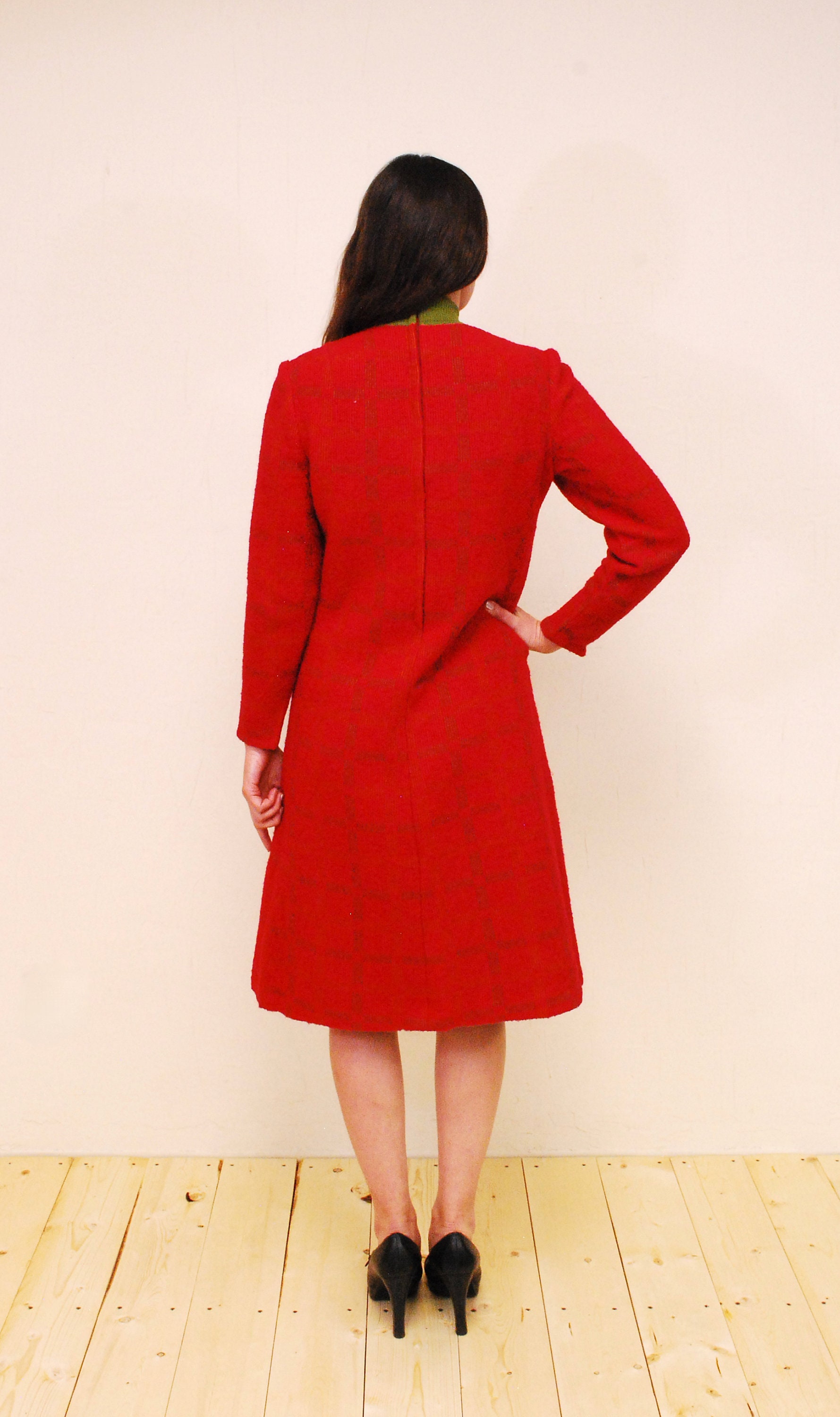 1960's Red Wool Knit Mod Dress / Cocktail Dress / Party Dress / Mad Men ...