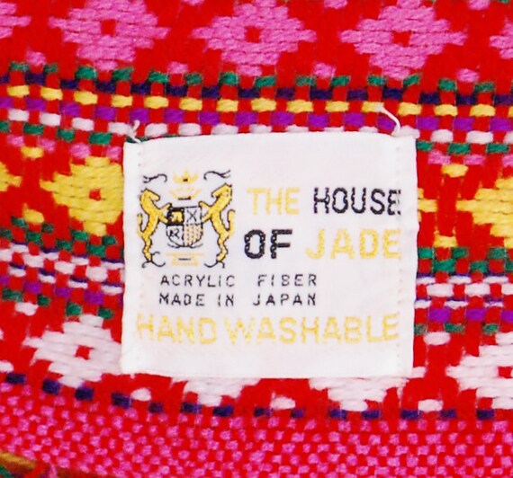 1960's/70's Red HOUSE of JADE Woven Shawl / Hippie / … - Gem