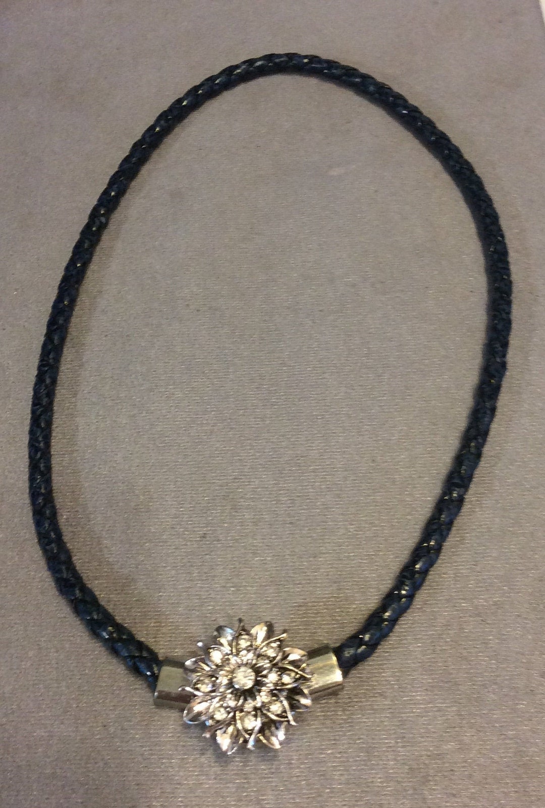 20" Leather Choker, With a Magnetic Front Closure. Only Have Black, and ...