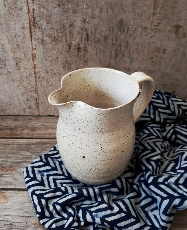Handmade White Ceramic Pitcher: Rustic Pottery Jug, 50 Oz, US DDP - Etsy