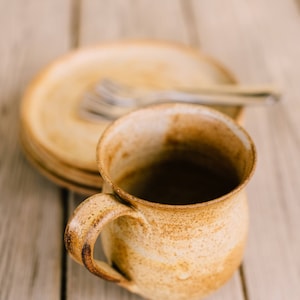 Ceramic Coffee Rustic Brown Mug Set, SET OF 2, Pottery Coffee Mugs ...