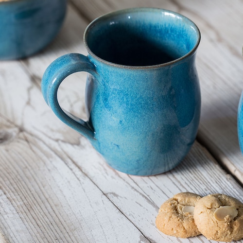 Pottery Light Blue Mug Set SET OF 2 - Etsy