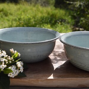 Ceramic Light Blue Bowls Set, Pottery Serving Dish, Pottery Soup Bowl ...