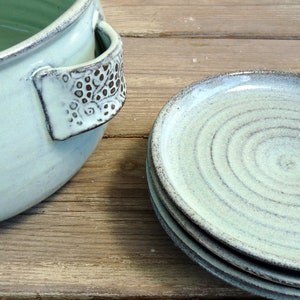 Ceramic Dessert Light Blue Plates Set, Pottery Light Blue Dessert ...