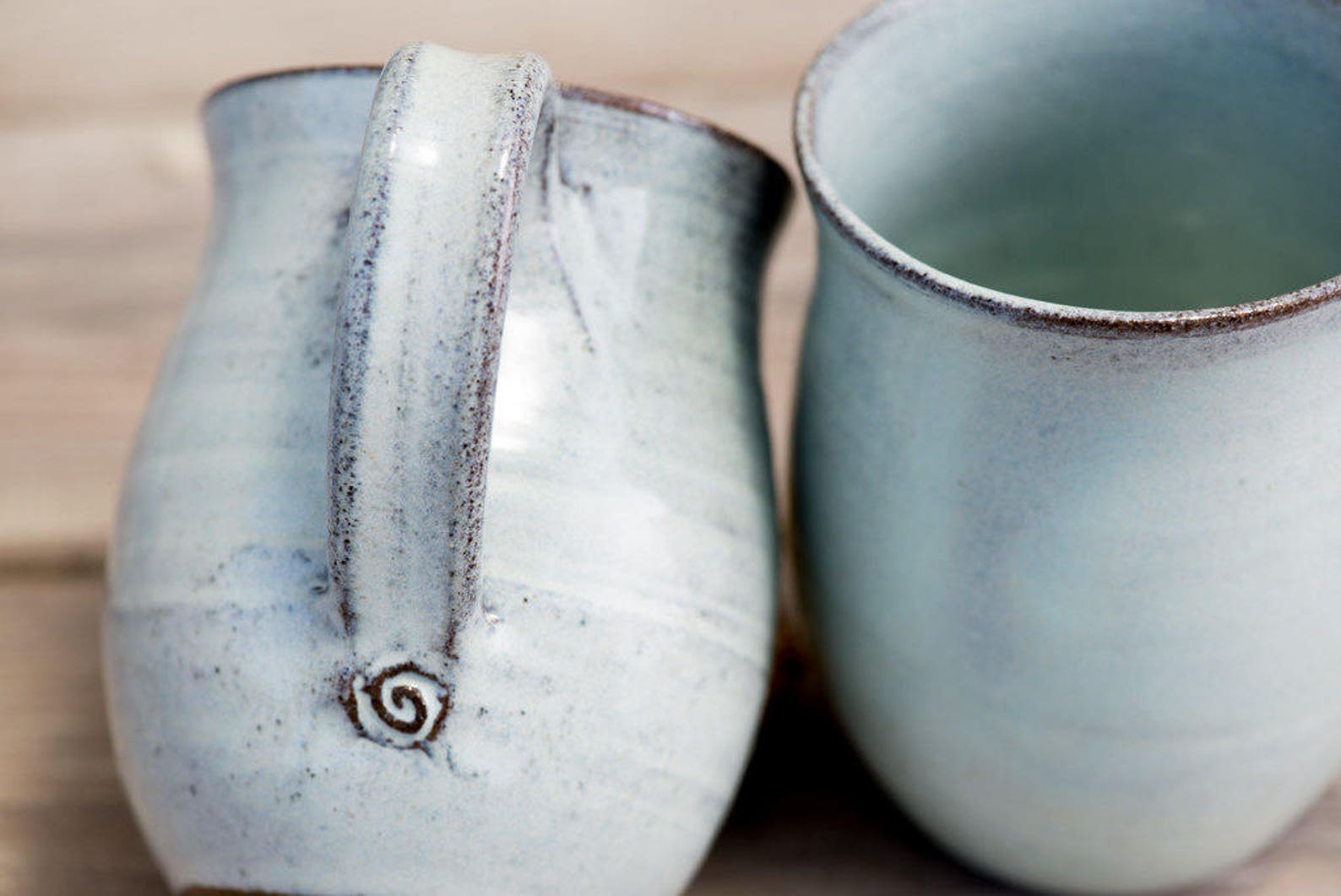 Handmade Ceramic Coffee Mug: Light Blue Pottery Tea Cup, Set of Two, US ...
