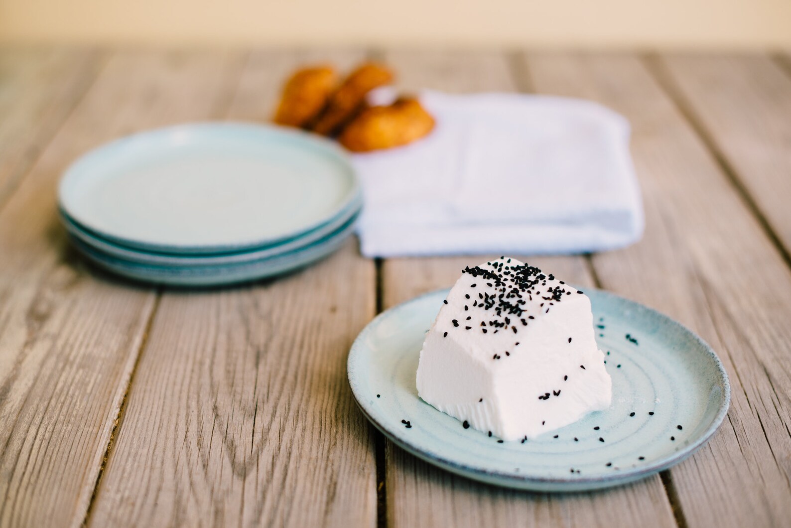Ceramic Dessert Light Blue Plates Set, Pottery Dessert Plates Set ...