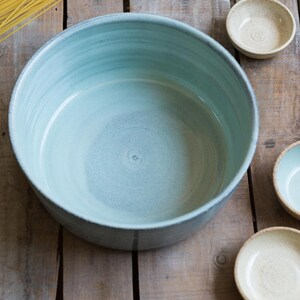 Big Ceramic Light Blue Bowl, Ceramic Baking Dish, Pottery Light Blue ...