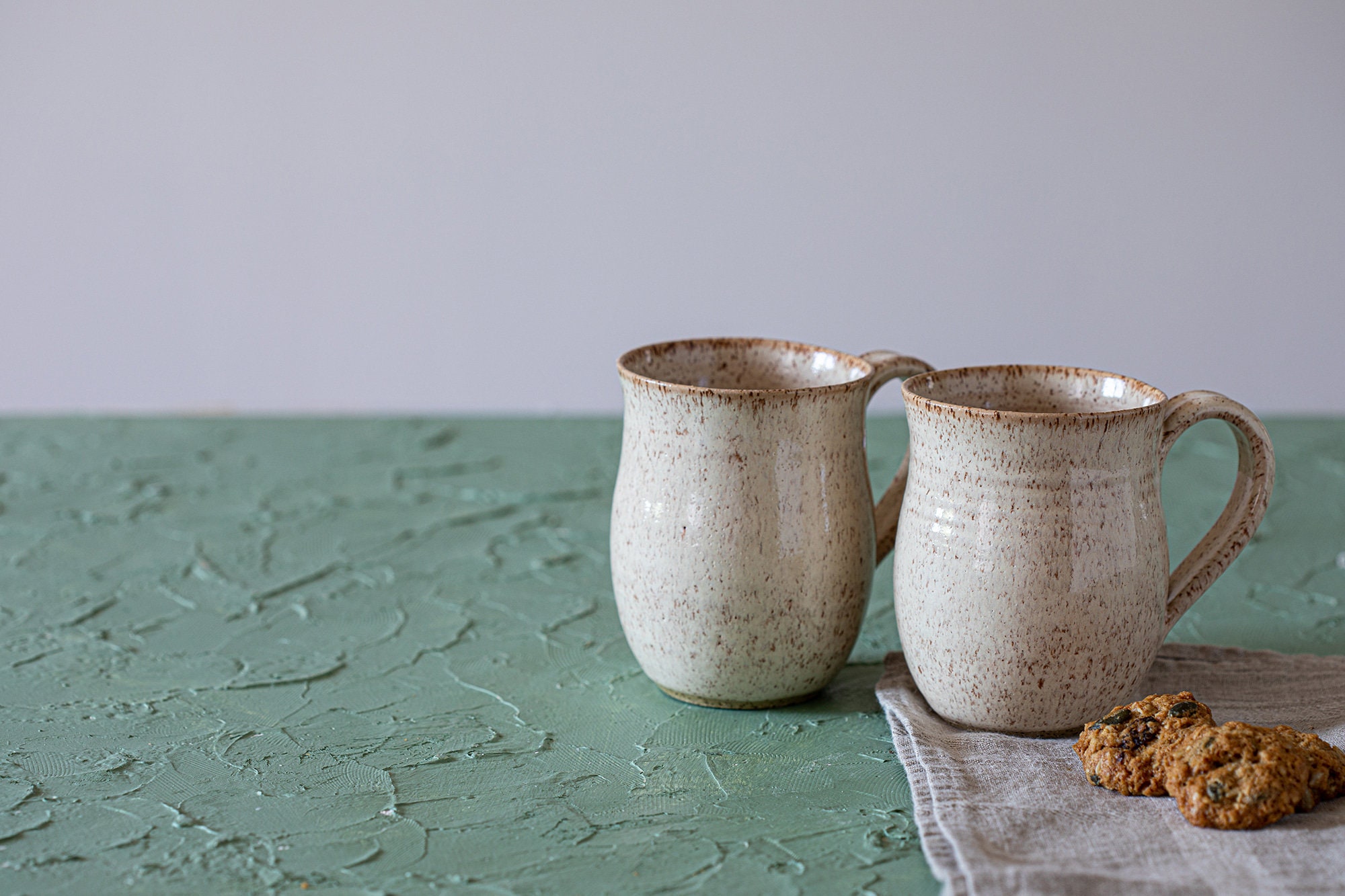 Ceramic white mug set handmade SET OF 2 | Etsy