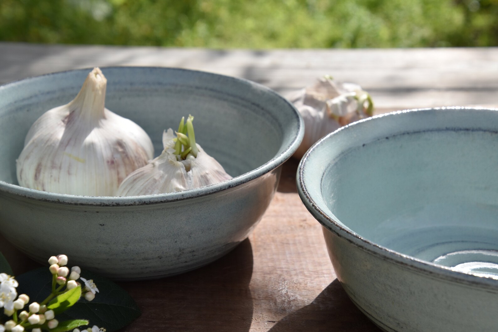 Ceramic Light Blue Bowls Set, Pottery Serving Dish, Pottery Soup Bowl ...
