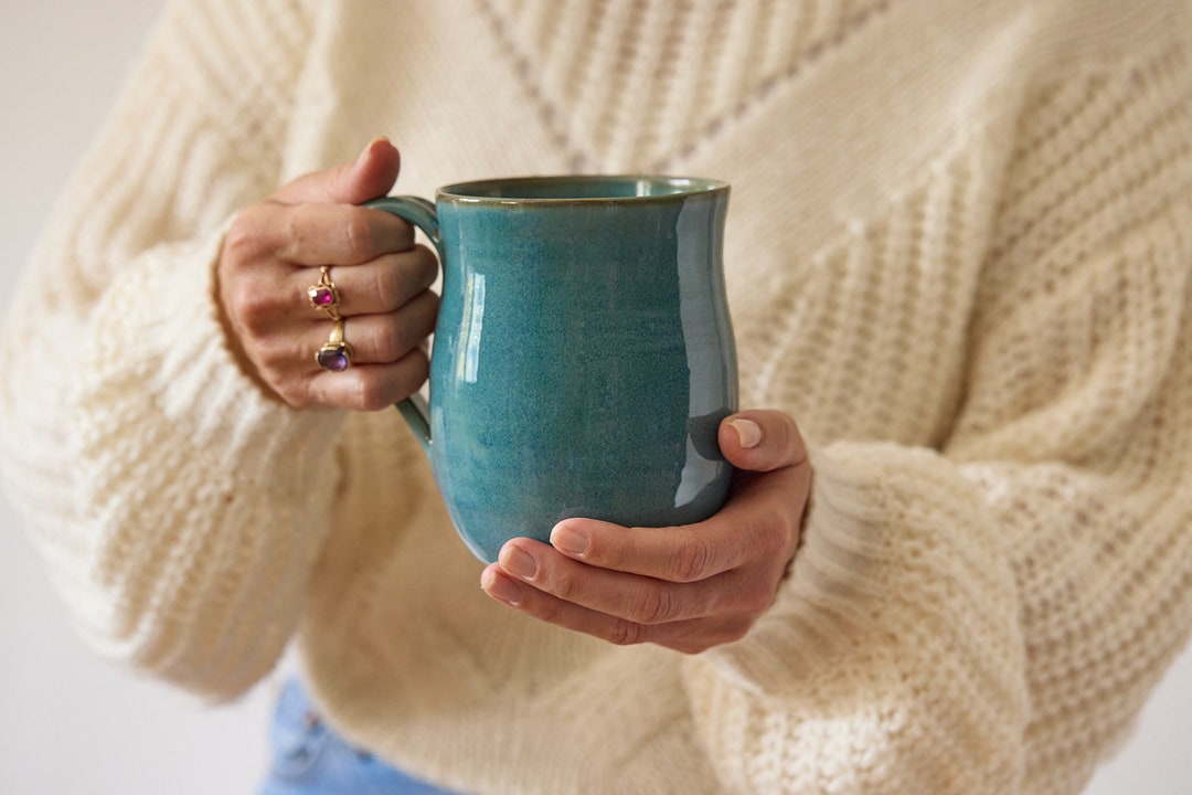 Huge Ceramic Turquoise Mug, Very Big Pottery 950ml Mug, XXL Pottery ...