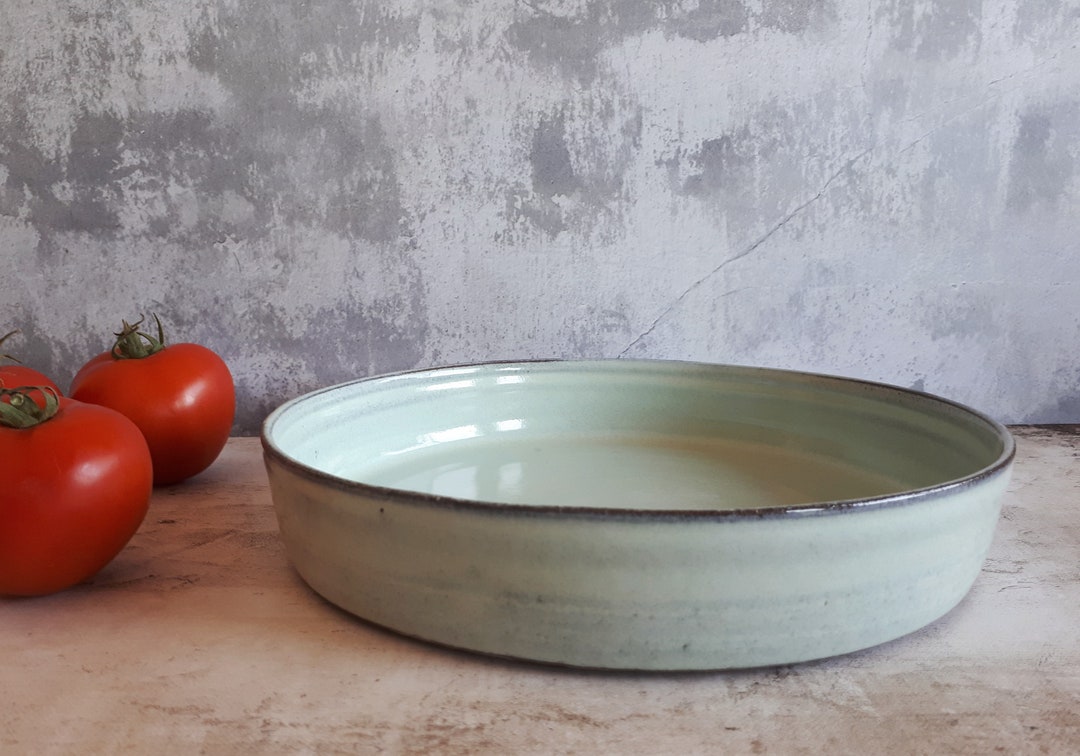 Big Pottery Light Blue Bowl, Ceramic Light Blue Baking Dish, Big ...