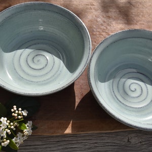 Ceramic Light Blue Bowls Set, Pottery Serving Dish, Pottery Soup Bowl ...
