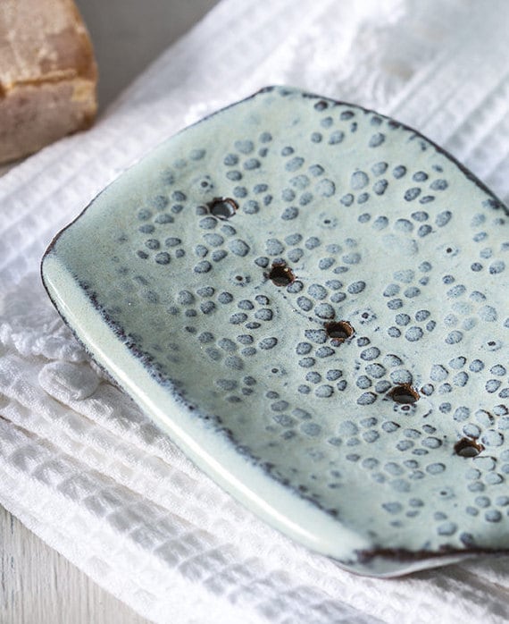 Ceramic Light Blue Bathroom Set, SET OF TWO, Ceramic Toothbrush Holder ...