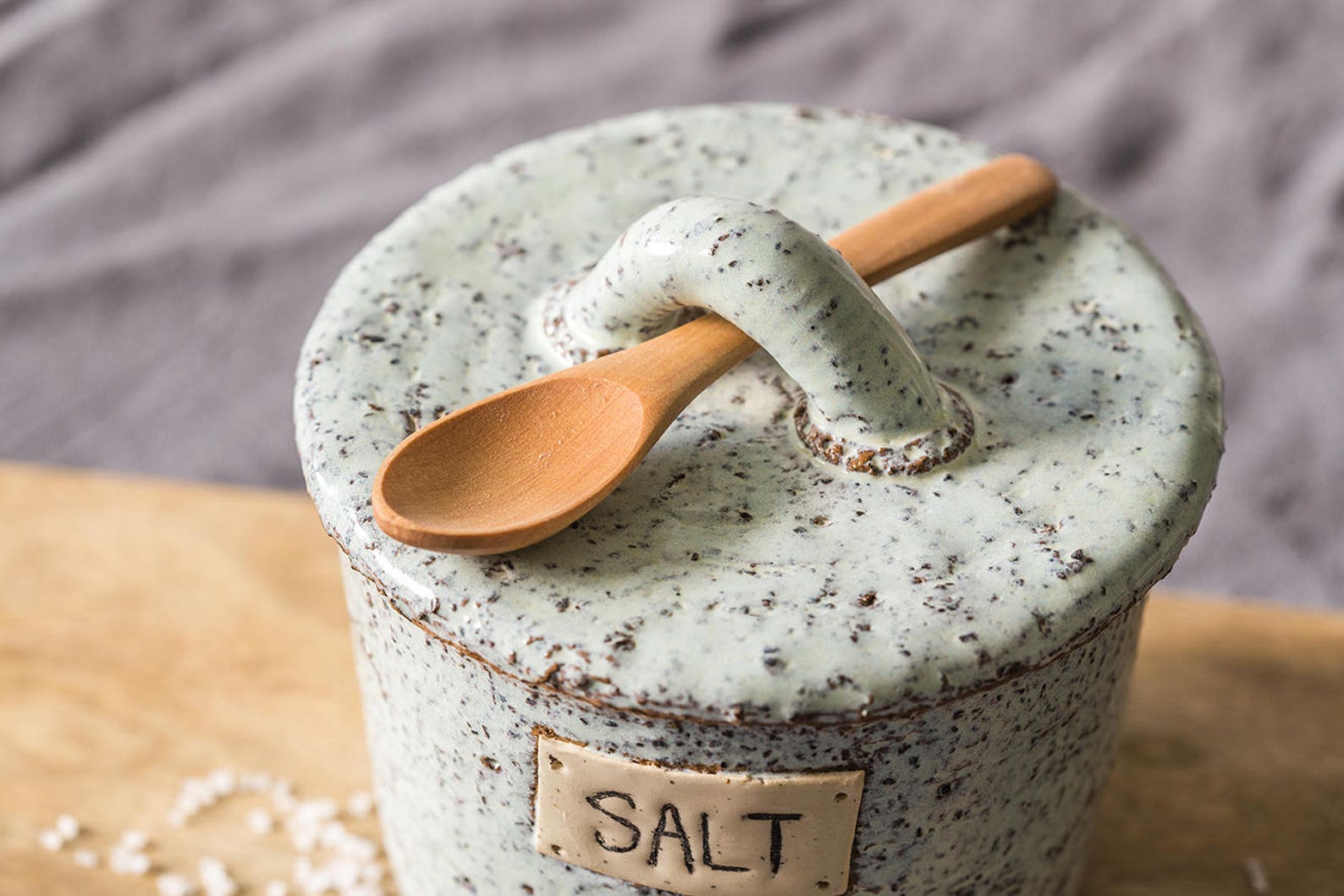 Pottery Salt Cellar Ceramic Light Blue Receptacle Lidded - Etsy