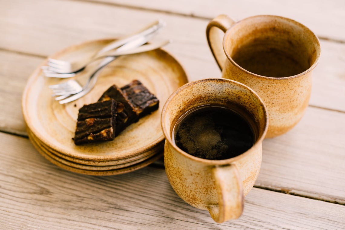 Ceramic Coffee Rustic Brown Mug Set, SET OF 2, Pottery Coffee Mugs ...
