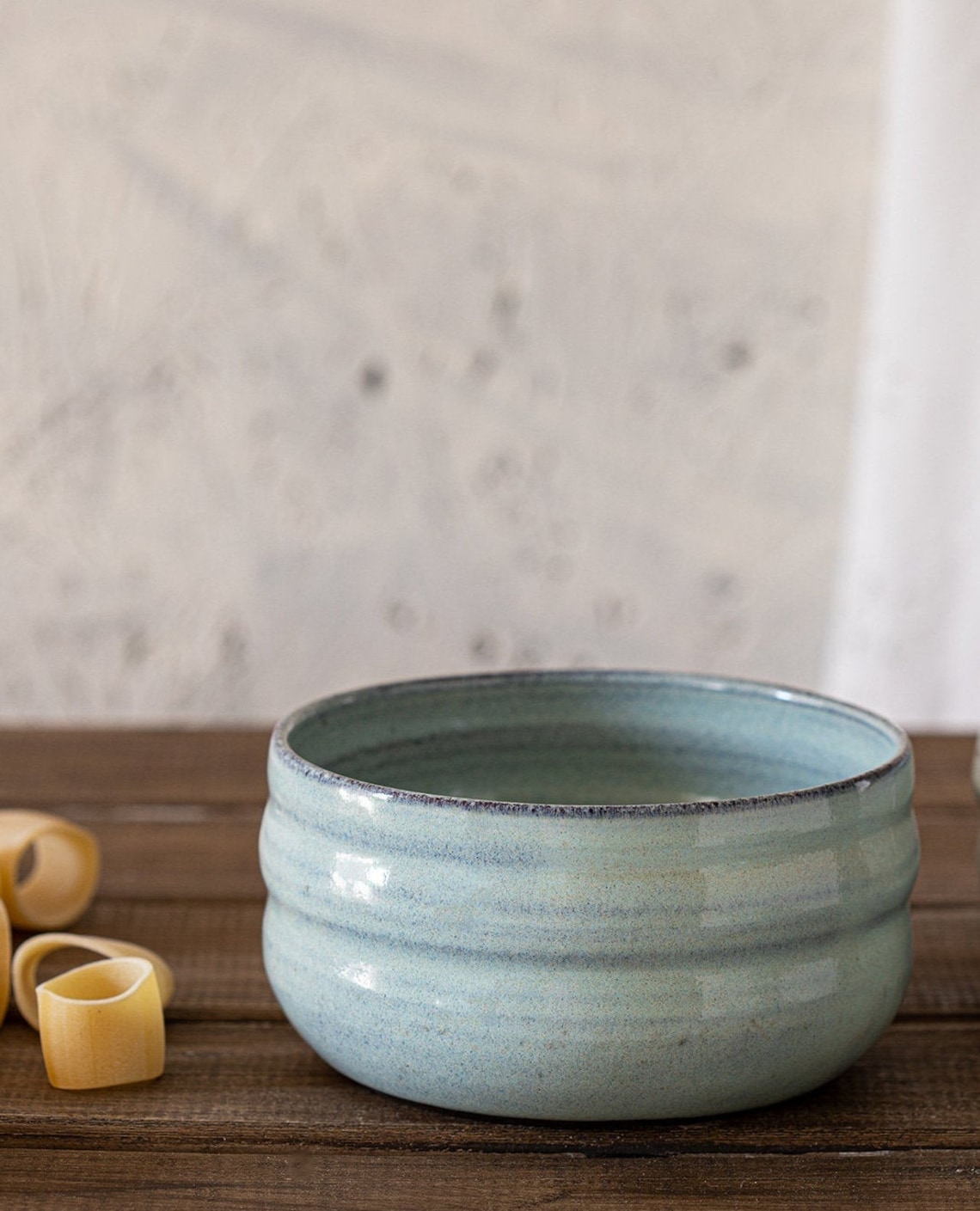 Ceramic Light Blue Soup Bowls Set, SET OF TWO, Pottery Light Blue Bowls ...