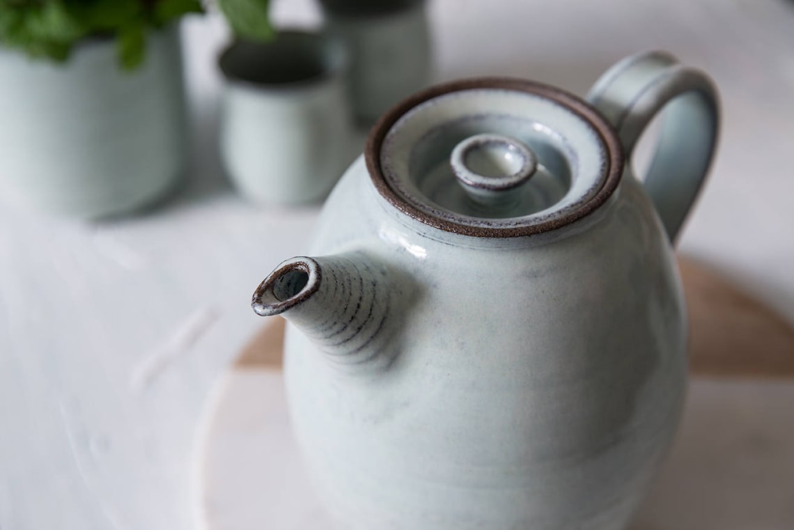 Big Ceramic Light Blue Teapot Big Pottery Teapot - Etsy