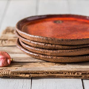 Ceramic Dessert Red Plates Set, SET OF 2, Pottery Red Dessert Plates ...