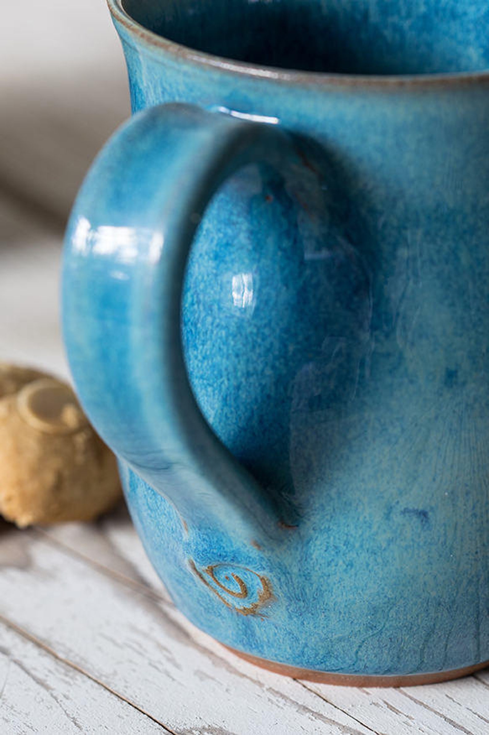 Pottery Turquoise Mug Set, SET OF 2, Ceramic Tea Turquoise Mugs Set ...