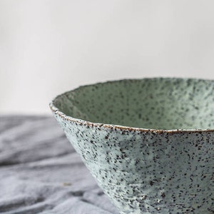 Ceramic Light Blue Bowl, Pottery Serving Dish, Light Blue Pottery Salad ...