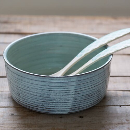 Big Ceramic Bowl Light Blue Pottery Baking Dish - Etsy