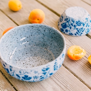 Pottery Blue Rustic Bowl Set, Ceramic Blue Serving Dish Set, Ceramic ...