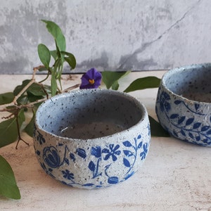 Small Pottery Blue Bowls, SET OF THREE, Small Ceramic Tapas Bowls ...