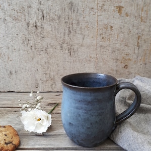 Ceramic Unique Blue Mug Set, Pottery Blue Mugs, Ceramic Coffee Cups ...