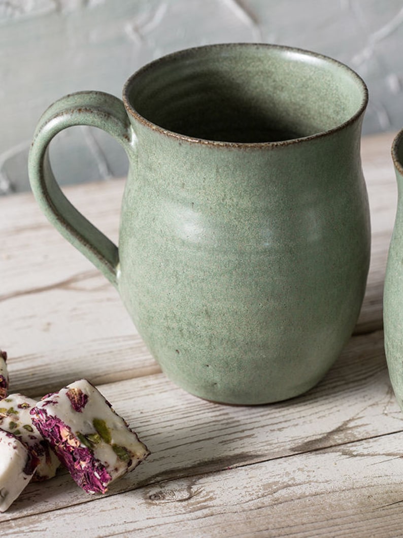 Large Ceramic Light Green Mug Big Ceramic Mug Handmade Big - Etsy