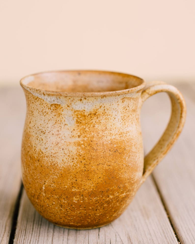 Ceramic Coffee Rustic Brown Mug Set, SET OF 2, Pottery Coffee Mugs ...