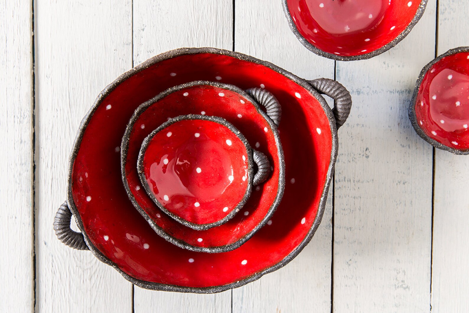 Ceramic Polka Dot Red Plates Set SET OF 2 - Etsy
