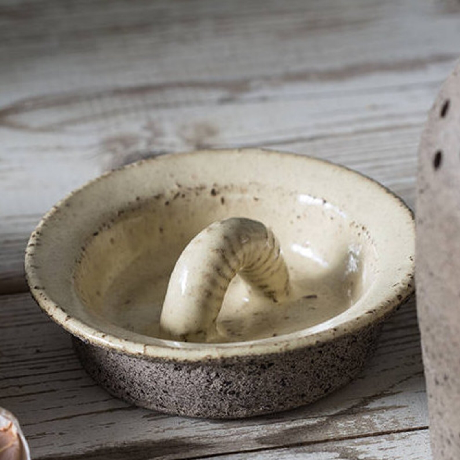 White Ceramic Garlic Jar, Ceramic Garlic Container, Pottery Jar ...