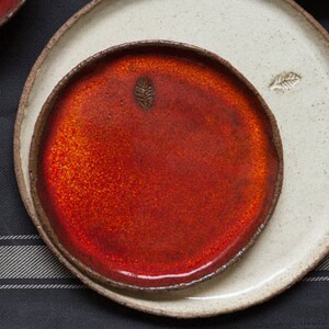 Ceramic Dessert Red Plates Set, SET OF 2, Pottery Red Dessert Plates ...
