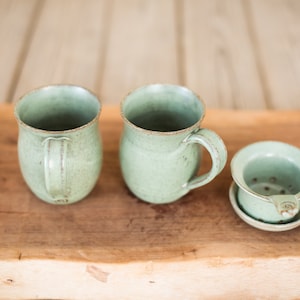 Pottery Light Green Mug Set Handmade, SET OF 2, Ceramic Coffee Mugs ...