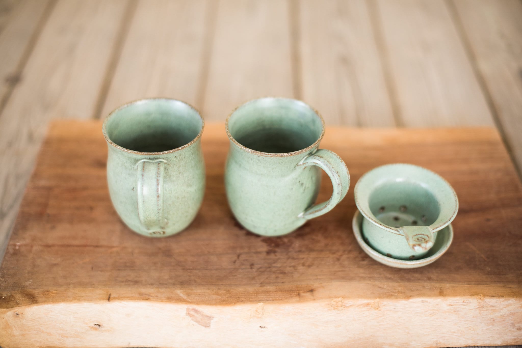 Pottery Light Green Mug Set Handmade SET OF 2 | Etsy