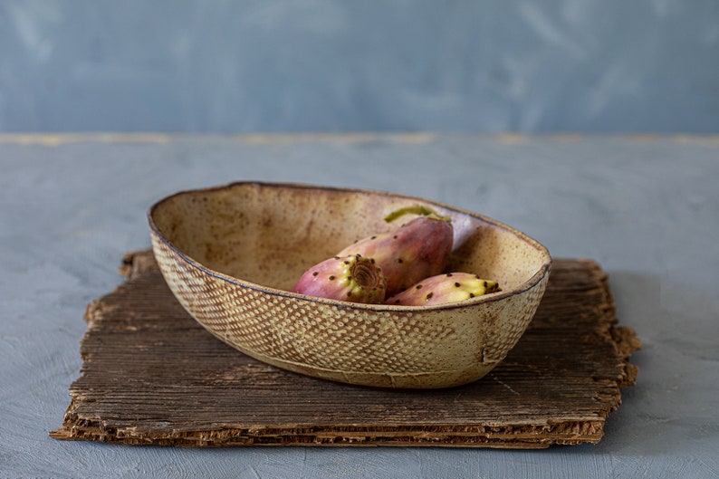Pottery Rustic Brown Bowl Handmade, Ceramic Salad Oval Bowl, Ceramic ...