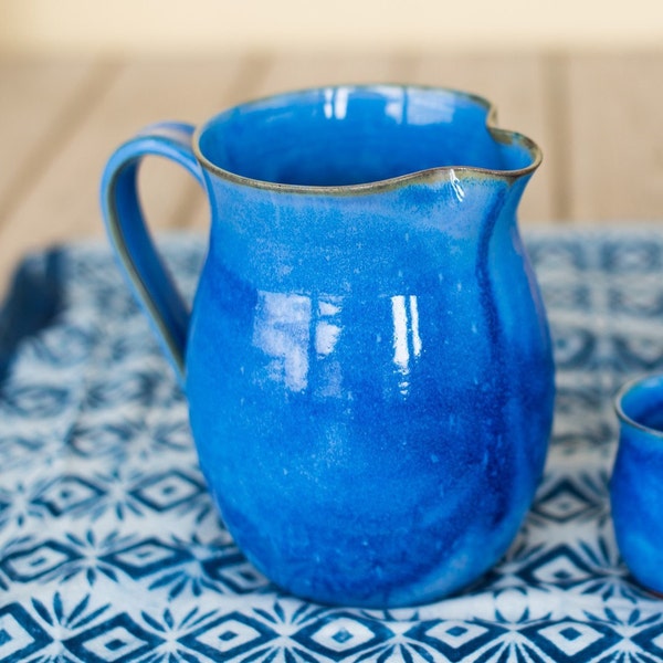 Blue Ceramic Pitcher - Etsy