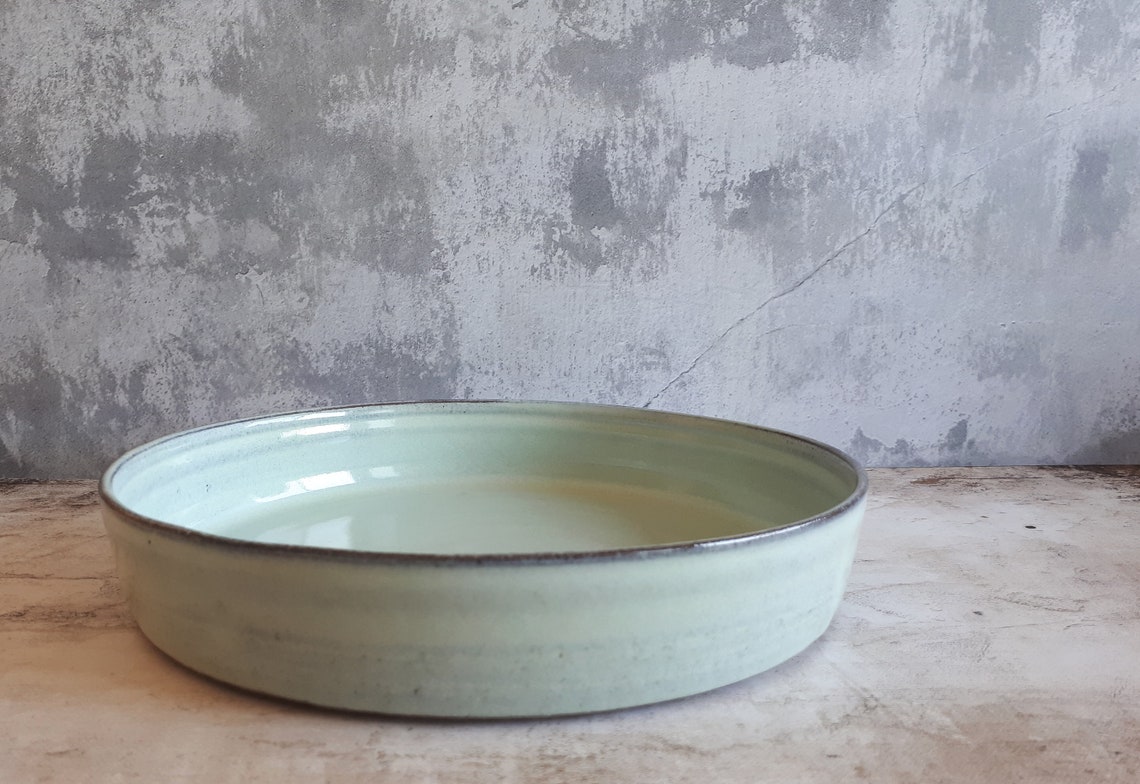 Big Pottery Light Blue Baking Dish Pottery Serving Bowl - Etsy