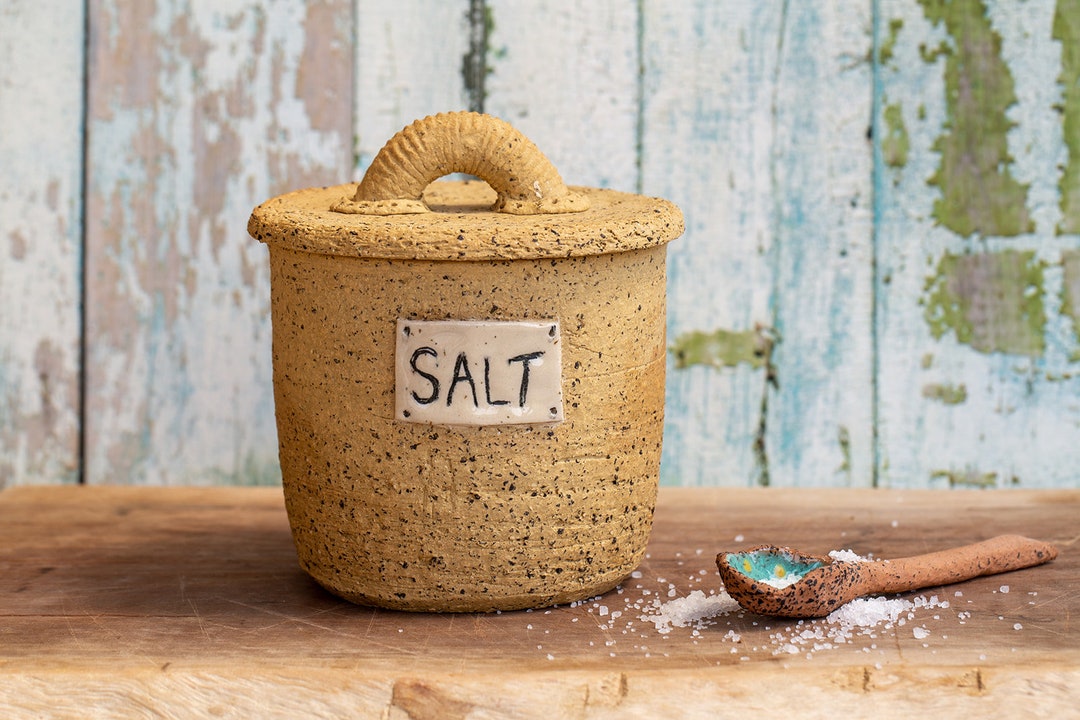 Ceramic Salt Cellar, Pottery Kitchen Jar, Pottery Salt Jar, Ceramic ...