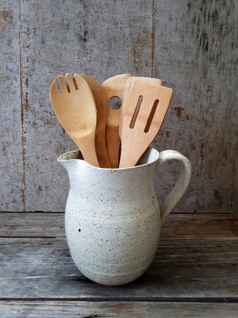 Handmade White Ceramic Pitcher: Rustic Pottery Jug, 50 Oz, US DDP - Etsy