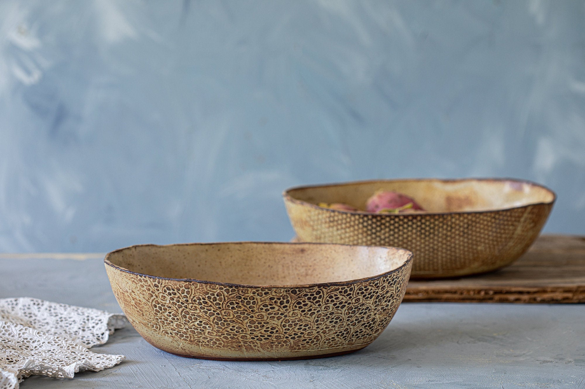 Pottery Rustic Brown Bowl Handmade, Ceramic Salad Oval Bowl, Ceramic ...