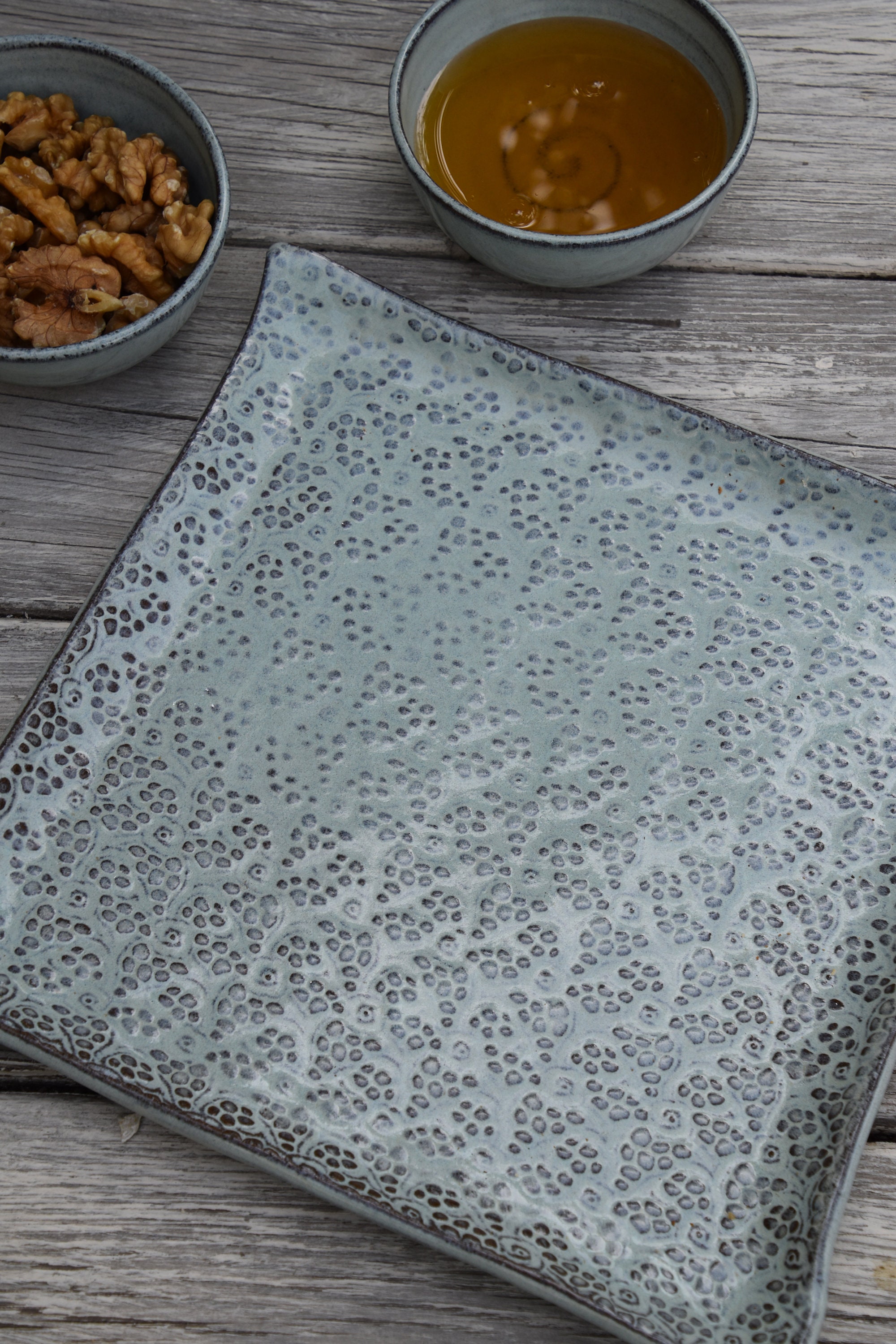 Ceramic Light Blue Tray Matzah Plate - Etsy